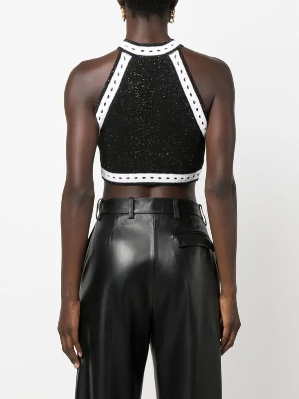 Balmain Cut-out Detail Cropped Top