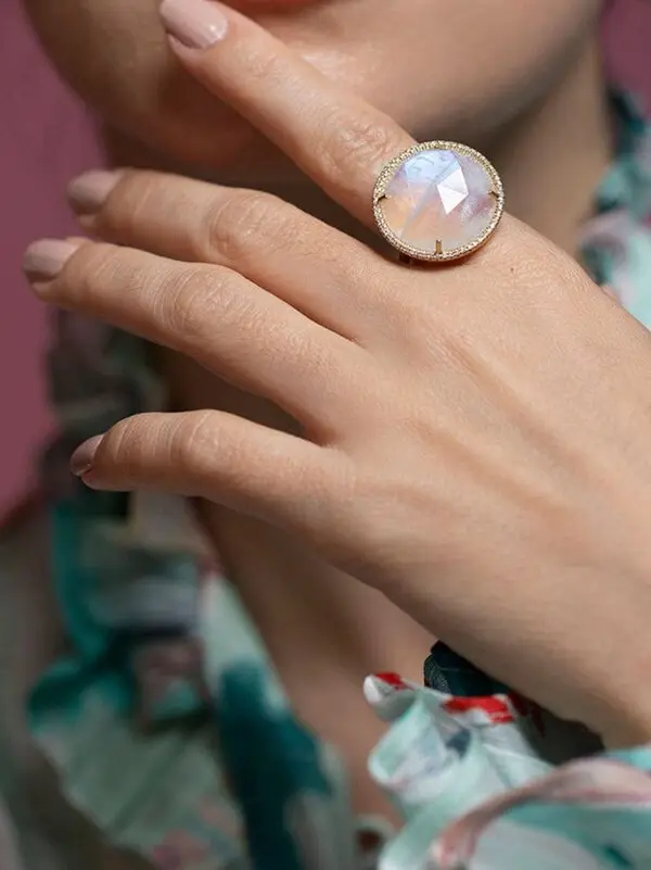 Irene Neuwirth 18kt Yellow Moonstone And Diamond Ring