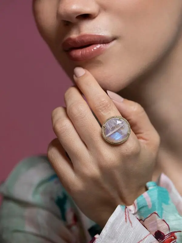 Irene Neuwirth 18kt Yellow Moonstone And Diamond Ring