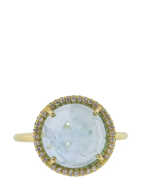 Irene Neuwirth Classic Aquamarine And Diamond Ring - Gold