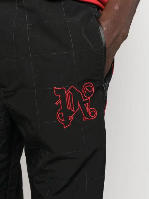 Palm Angels Logo-embroidered Checked Trousers