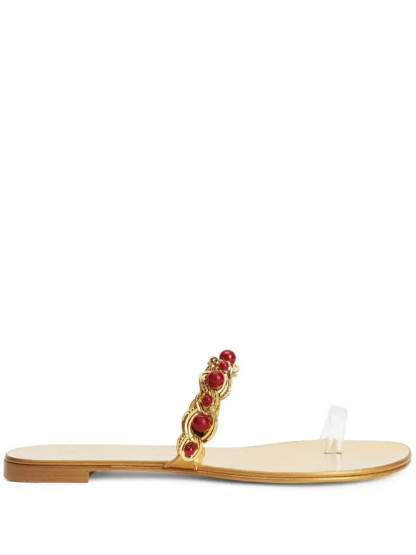 GIUSEPPE ZANOTTI Marguerithe Bead-embellished Sandals - Gold