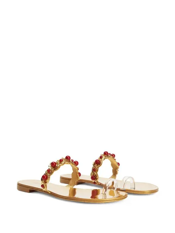 GIUSEPPE ZANOTTI Marguerithe Bead-embellished Sandals - Gold