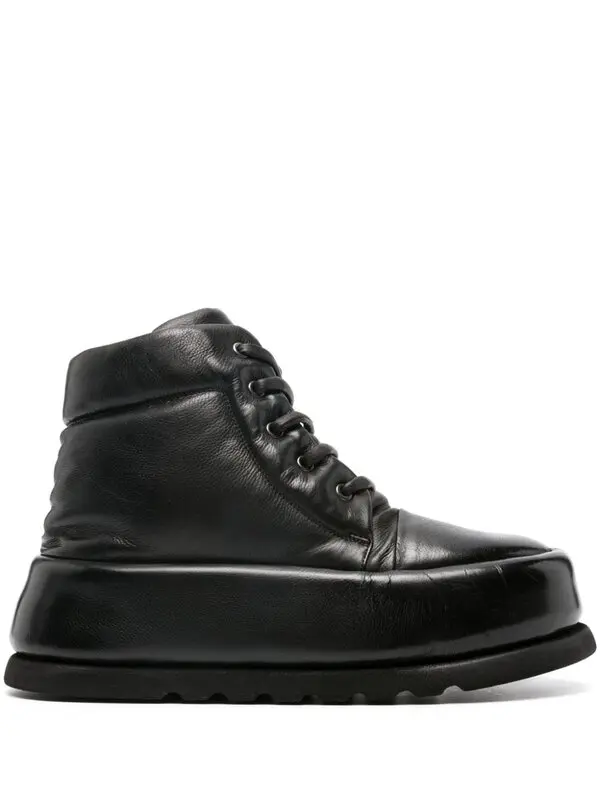 Marsèll Leather Platform Combat Boots - Black