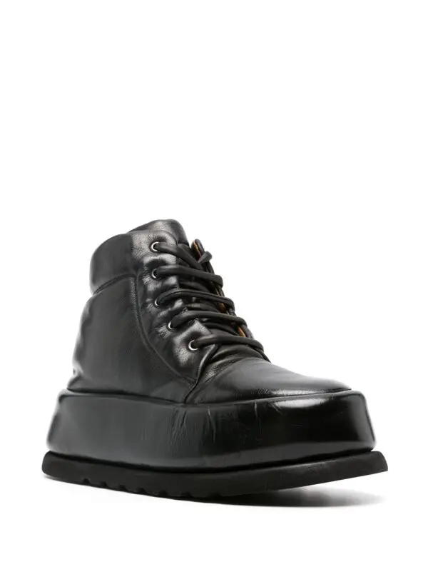 Marsèll Leather Platform Combat Boots - Black