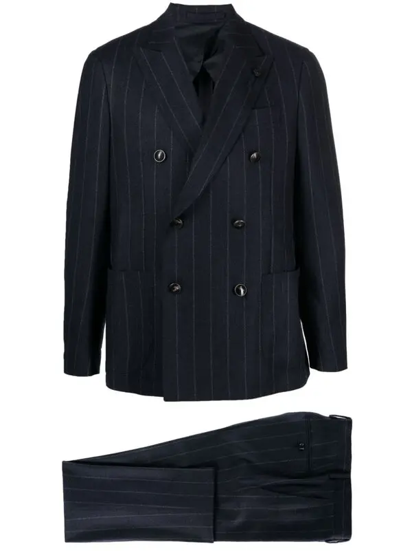 LARDINI Double-breasted Pinstripe-pattern Suit