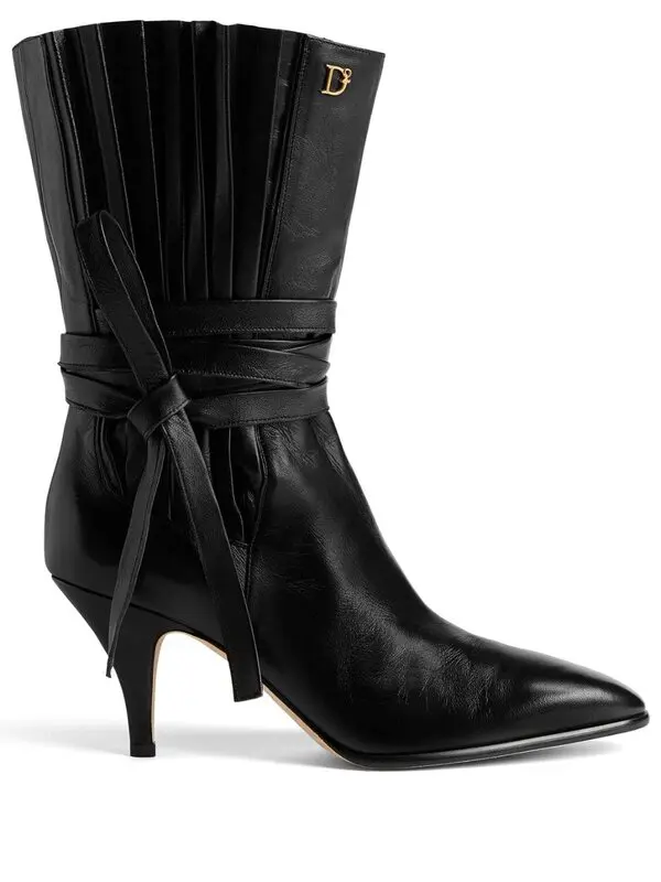 Dsquared2 Logo-plaque Self-tie Leather Boots