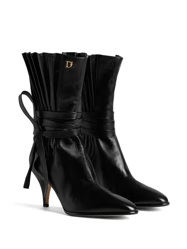 Dsquared2 Logo-plaque Self-tie Leather Boots
