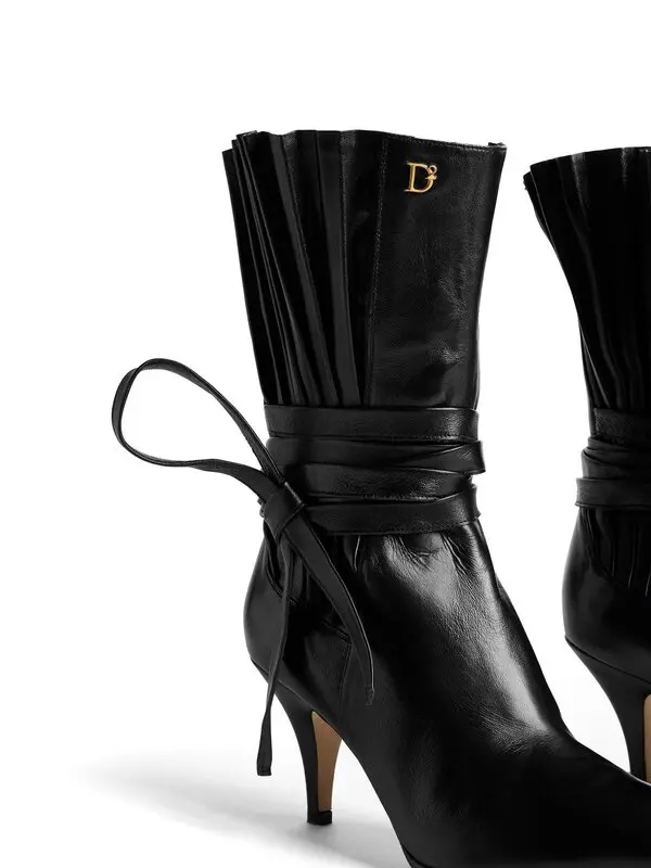 Dsquared2 Logo-plaque Self-tie Leather Boots