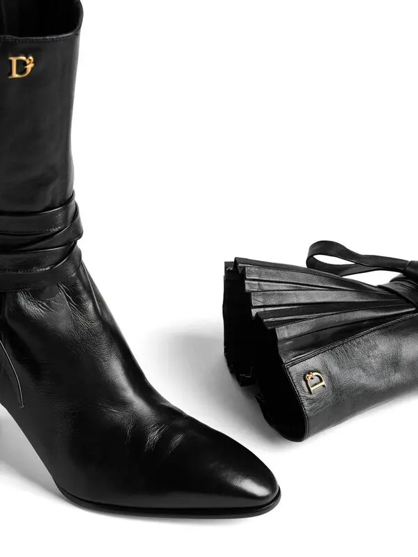 Dsquared2 Logo-plaque Self-tie Leather Boots