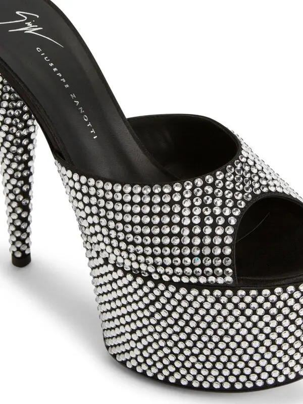 Giuseppe Zanotti Aida Crystal Platform Sandals - Black | Editorialist