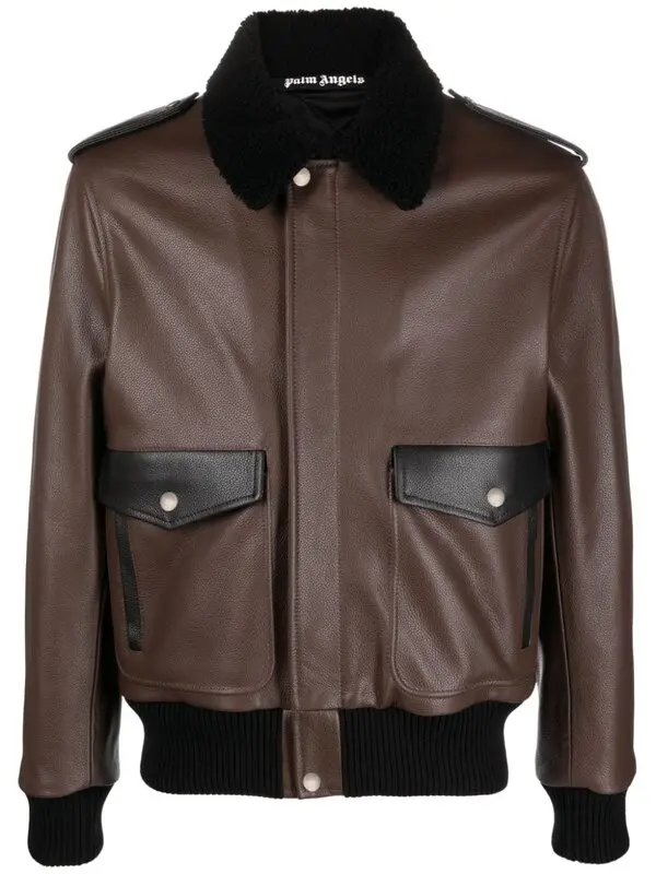 Palm Angels Racing Aviator Leather Jacket