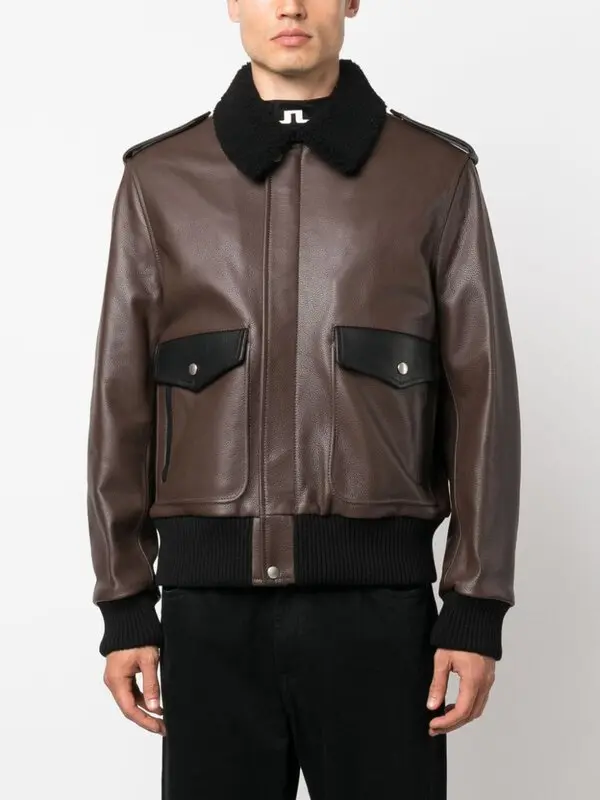Palm Angels Racing Aviator Leather Jacket