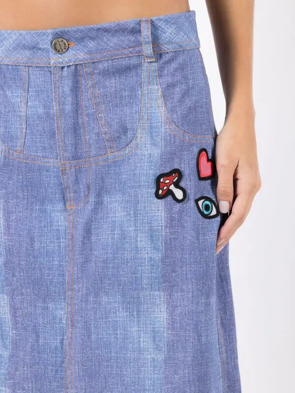 AMIR SLAMA Patch-detail Denim Skirt