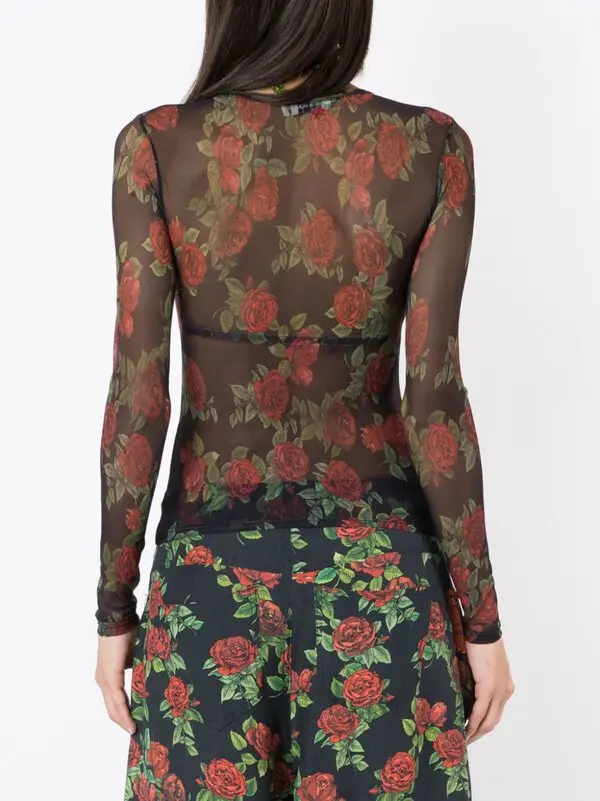 AMIR SLAMA Sheer Floral T-shirt
