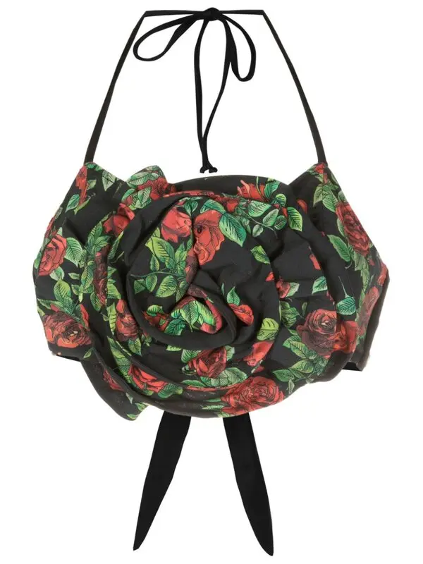 AMIR SLAMA Floral-appliqué Crop Top