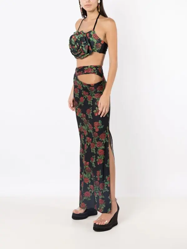 AMIR SLAMA Floral-appliqué Crop Top