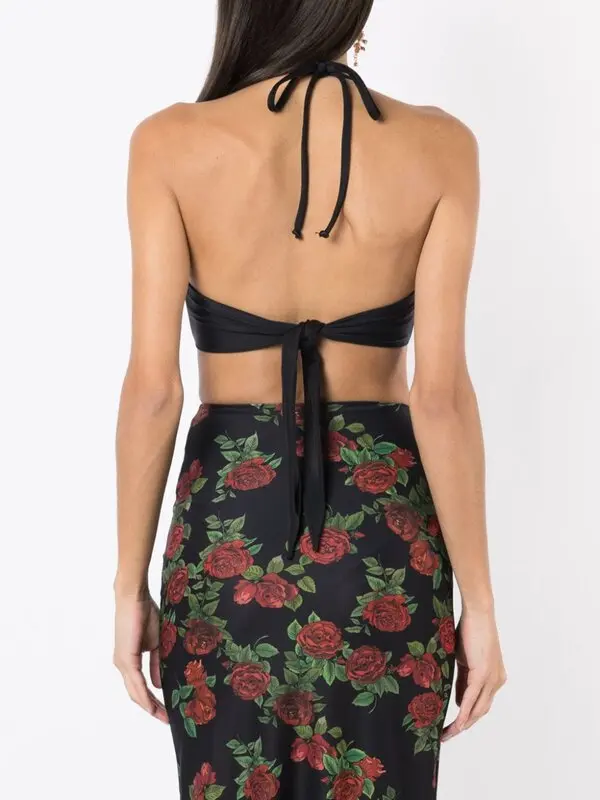 AMIR SLAMA Floral-appliqué Crop Top
