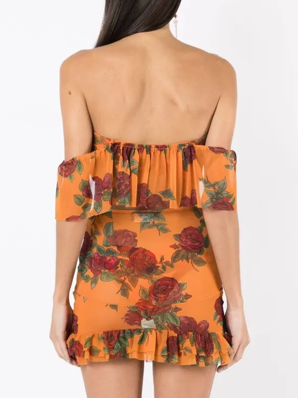 AMIR SLAMA Floral-print Mesh Crop Top