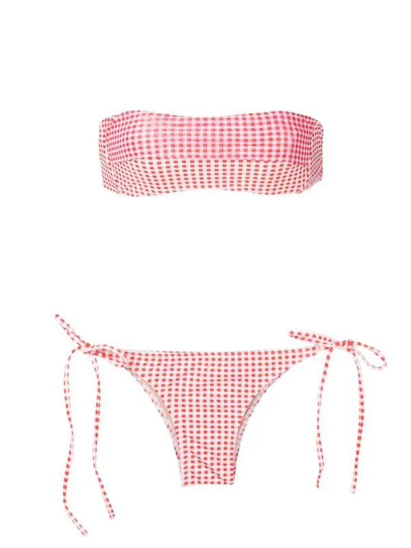 AMIR SLAMA Gingham Bikini Set - Red