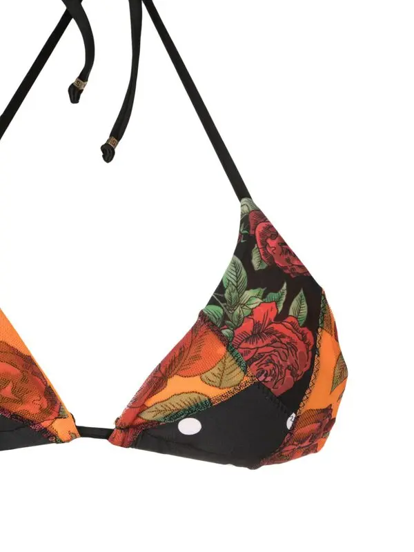 AMIR SLAMA Patchwork Rose-pattern Bikini Set