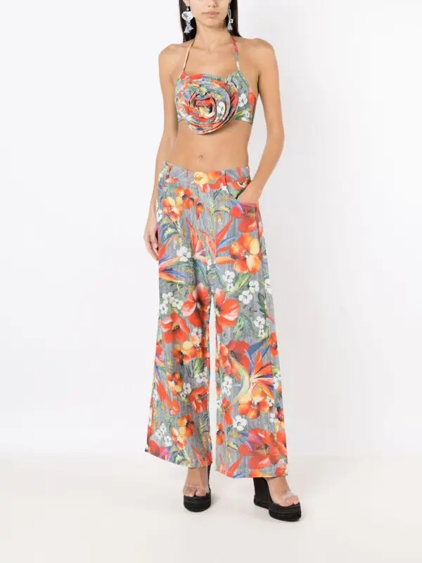 AMIR SLAMA Floral-print Wide Leg Trousers