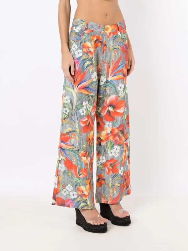 AMIR SLAMA Floral-print Wide Leg Trousers