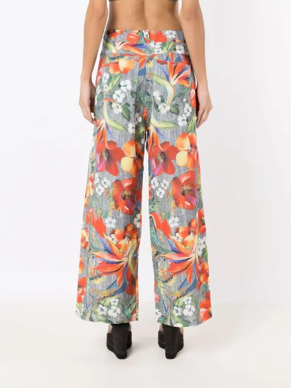 AMIR SLAMA Floral-print Wide Leg Trousers