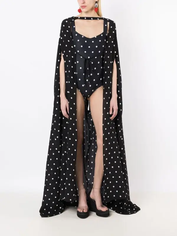 AMIR SLAMA Polka-dot Print Silk Cape