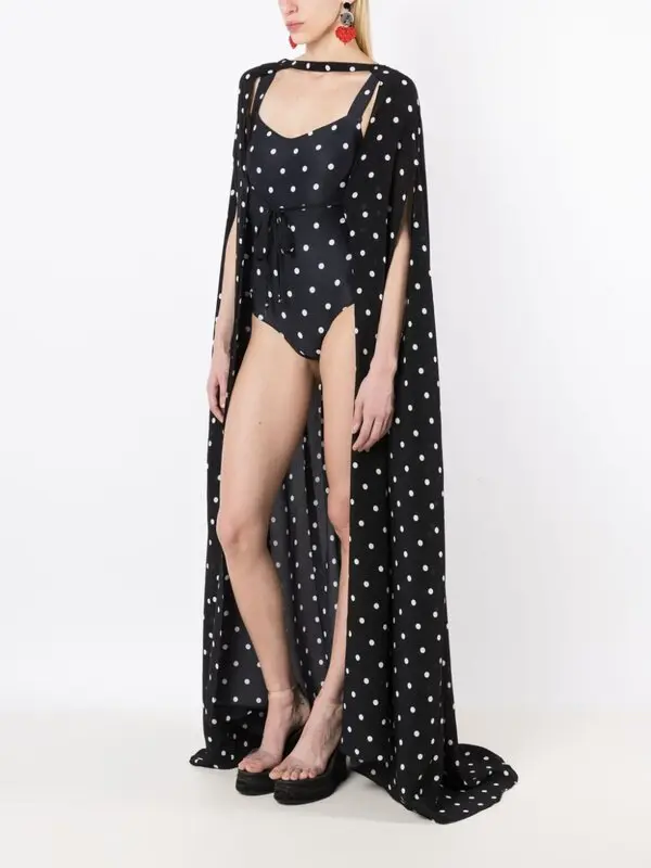 AMIR SLAMA Polka-dot Print Silk Cape