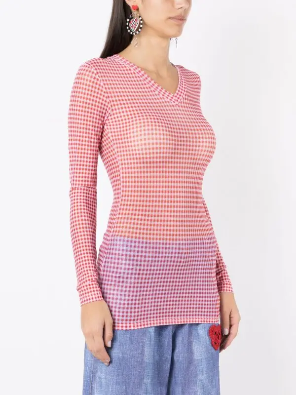 AMIR SLAMA Gingham-check Pattern Top