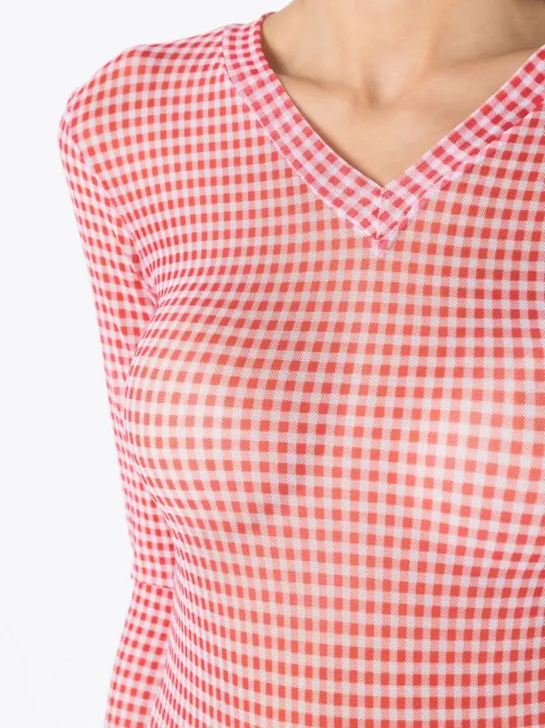 AMIR SLAMA Gingham-check Pattern Top