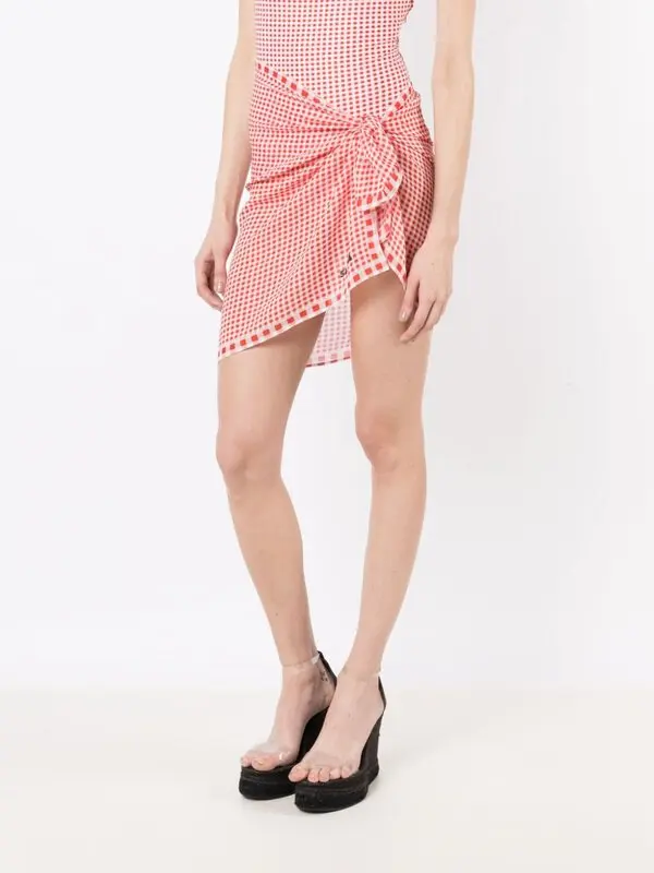 AMIR SLAMA Logo-print Gingham Skirt