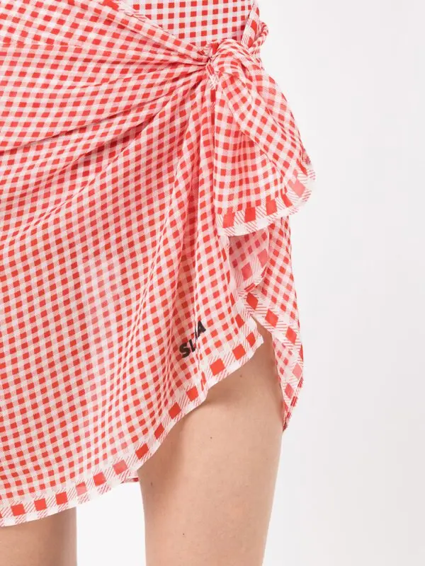 AMIR SLAMA Logo-print Gingham Skirt