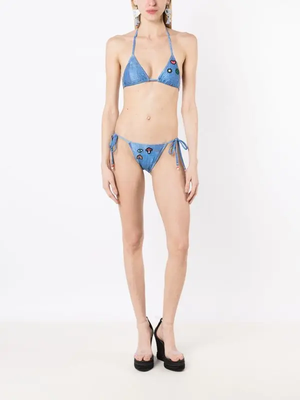 AMIR SLAMA Embroidered Patch Bikini Set