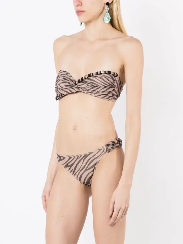 AMIR SLAMA Beaded Zebra-pattern Bikini Set
