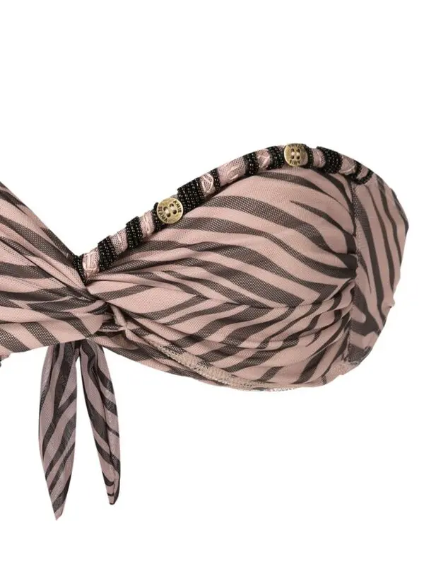 AMIR SLAMA Beaded Zebra-pattern Bikini Set