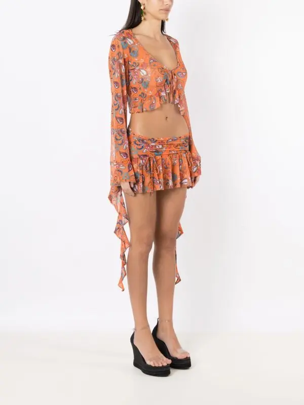 AMIR SLAMA Graphic-print Mesh Blouse