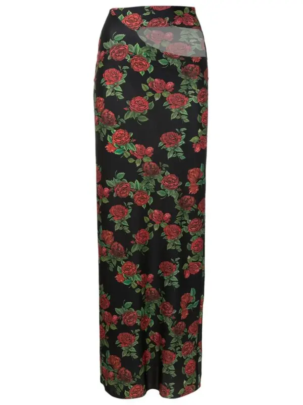 AMIR SLAMA Cut-out Floral Maxi Skirt