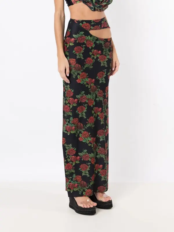 AMIR SLAMA Cut-out Floral Maxi Skirt
