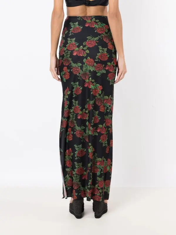 AMIR SLAMA Cut-out Floral Maxi Skirt