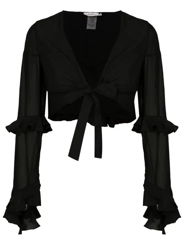 AMIR SLAMA Ruffled Trim Crop Top