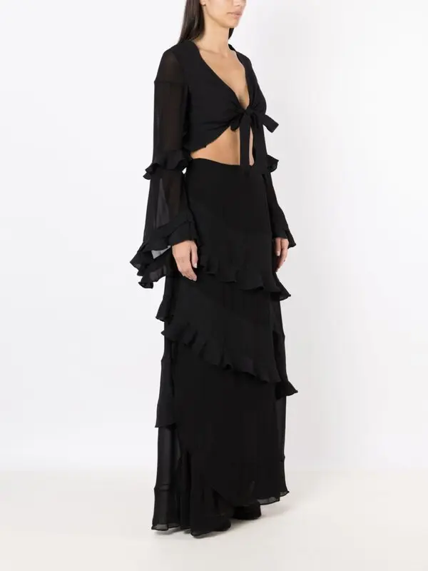 AMIR SLAMA Ruffled Trim Crop Top
