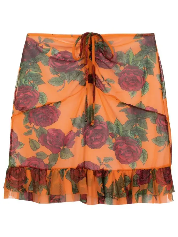 AMIR SLAMA Rose-pattern Miniskirt