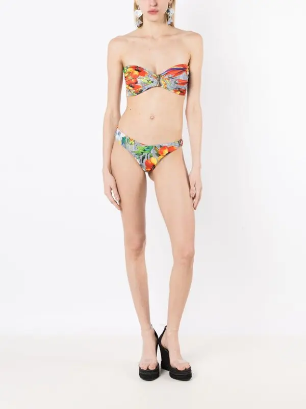 AMIR SLAMA Hibiscus Print Bandeau Bikini Set