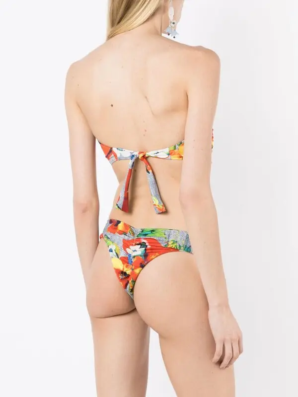 AMIR SLAMA Hibiscus Print Bandeau Bikini Set