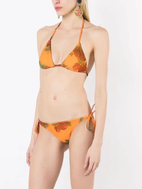 AMIR SLAMA Rose-pattern Two-piece Bikini Set