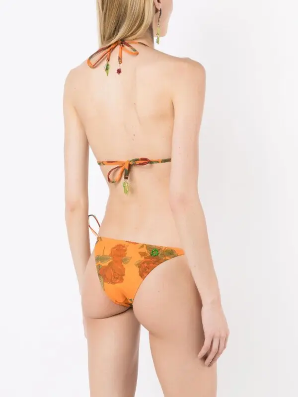 AMIR SLAMA Rose-pattern Two-piece Bikini Set
