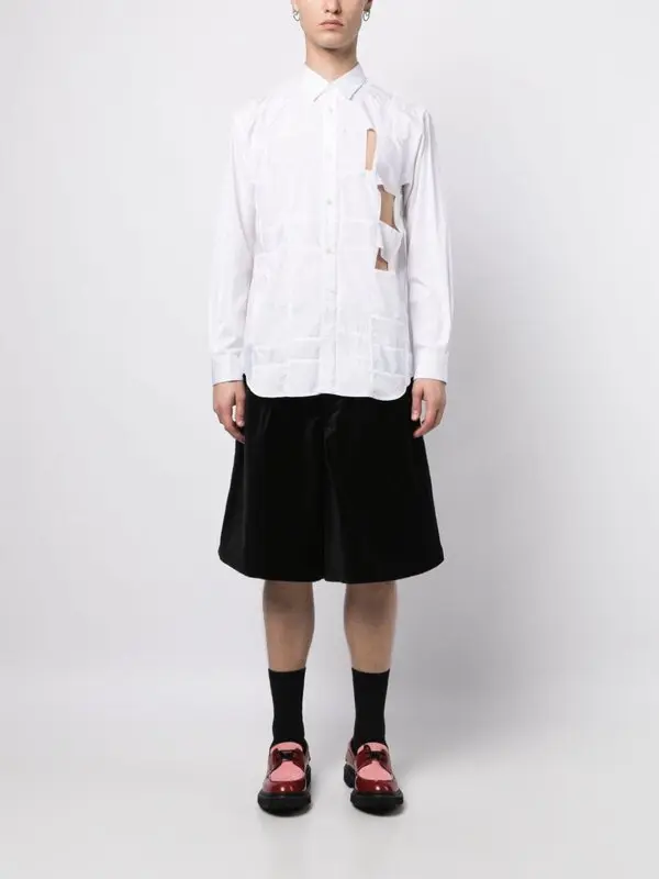 Comme Des Garçons Panelled Cut-out Cotton Shirt