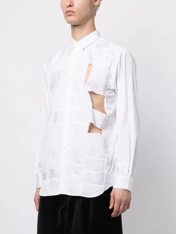 Comme Des Garçons Panelled Cut-out Cotton Shirt